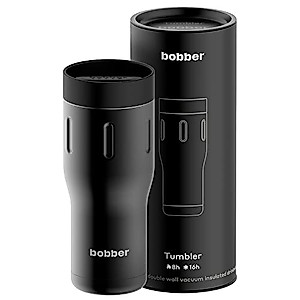 BOBBER - 16 OZ Vacuum Insulated Stainless Steel Travel Coffee Mug With 100% Leakproof Locked Lid - Cup Holder Friendly, Dishwasher Safe Tumbler (Black Coffee)