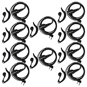 Retevis Walkie Talkie Earpiece with Mic G Shape 2 Pin Adjustable Volume Headset Compatible with Retevis H-777 RT22 RT21 Baofeng UV-5R 888S 2 Way Radio(10 Pack)