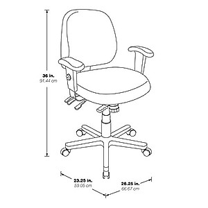Office Star Ergonomic Mid Back Office Desk Chair with Adjustable Height, Tilt, and Padded Arm Rests, Icon Black Fabric