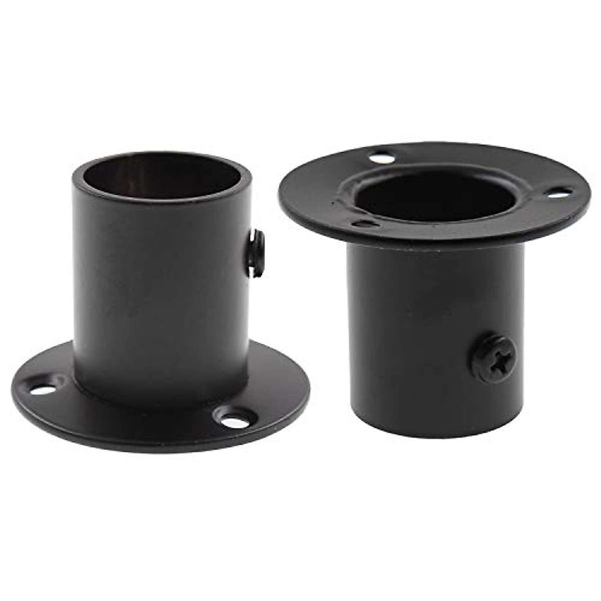 Shower Curtain Rod Holder,ULIFESTAR Closet Rod Brackets Heavy Duty Stainless Steel Pipe Pole Flange Socket Wardrobe Bracket End Supports,Easy Installation Quick Removal Black (Diameter 19mm/0.75‘’)