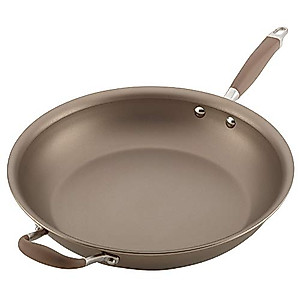 Anolon Advanced Hard Anodized Nonstick Fry Pan/Large Skillet with Helper Handle, 14", Light Brown