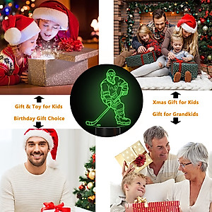 FULLOSUN 3D Night Lights Ice Hockey Athlete 3D Illusion Bedside Lamp 16 Colors Changing with Remote Control Best Birthday Gifts for Men Women