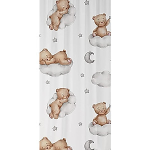 Teddy Bear and Clouds Baby Boy Room Curtain Nursery Curtains Window Curtains (Pair of - 28" x 84")