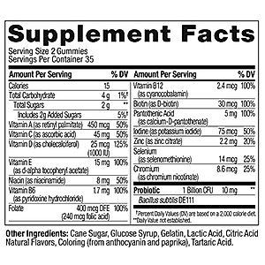 OLLY Multi + Probiotic Adult Multivitamin Gummy, 35 Day Supply (70 Gummies), Tropical Twist, 1 Billion CFUs, Digestive and Immune Support Chewable Supplement