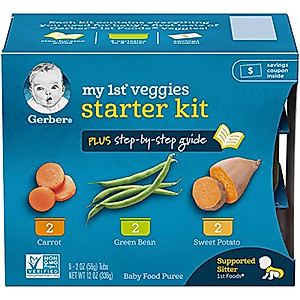 Gerber My 1st Fruits and Veggies Stage 1 Baby Food Starter Pack Bundle, 2 items, 2 Ounce Tubs, (12 Tubs Total)