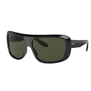 Ray-Ban RB2196 Blair Rectangular Sunglasses, Black/Green, 61 mm