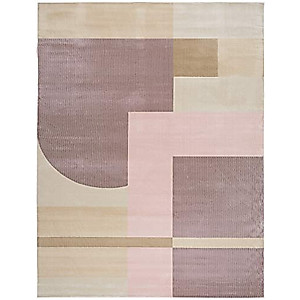 SAFAVIEH Orwell Collection 9' x 12' Pink / Purple ORW301U Mid-Century Modern Abstract Non-Shedding Living Room Bedroom Dining Home Office Area Rug