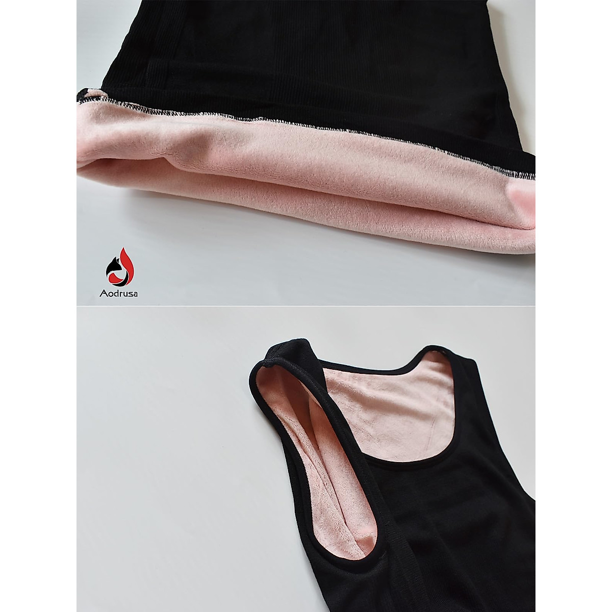 Aodrusa Womens Cotton Thermal Fleece Lined Underwear Tops Cami Tank Top Vest Black ONE SIZE