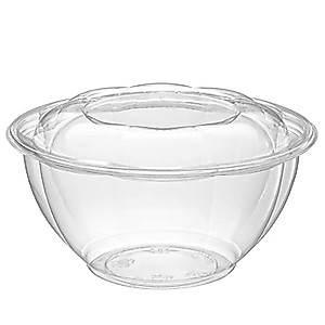 Comfy Package [50 Sets - 32 oz.] Clear Plastic Salad Bowls To Go With Airtight Lids