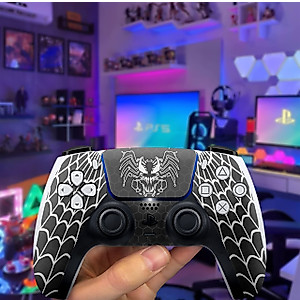 HK Studio Spider Web Decal Sticker Skin Specific Cover for Both PS5 Disc Edition and Digital Edition - Waterproof, No Bubble, Including 2 Controller Skins and Console Skin