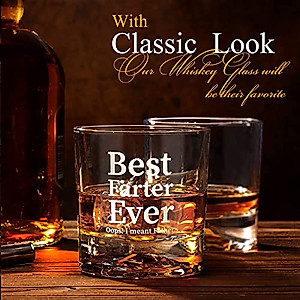 Gifts for Men Dad, Christmas Stocking Stuffers, Whiskey Stones, Best Father Ever Whiskey Glass, Cool Bourbon Scotch Whiskey Gifts for Husband Father