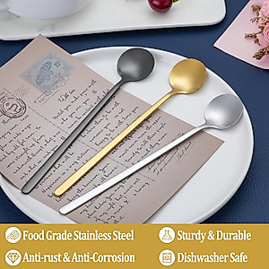 12 Pcs Coffee Spoons Set, 6.7" Gold Tea Spoons Long Handle, Stirring Spoons, Gold Small Teaspoons, Stainless Steel Gold Spoons, Long Spoons for Stirring, Gold Espresso Spoons, Coffee Bar Accessories