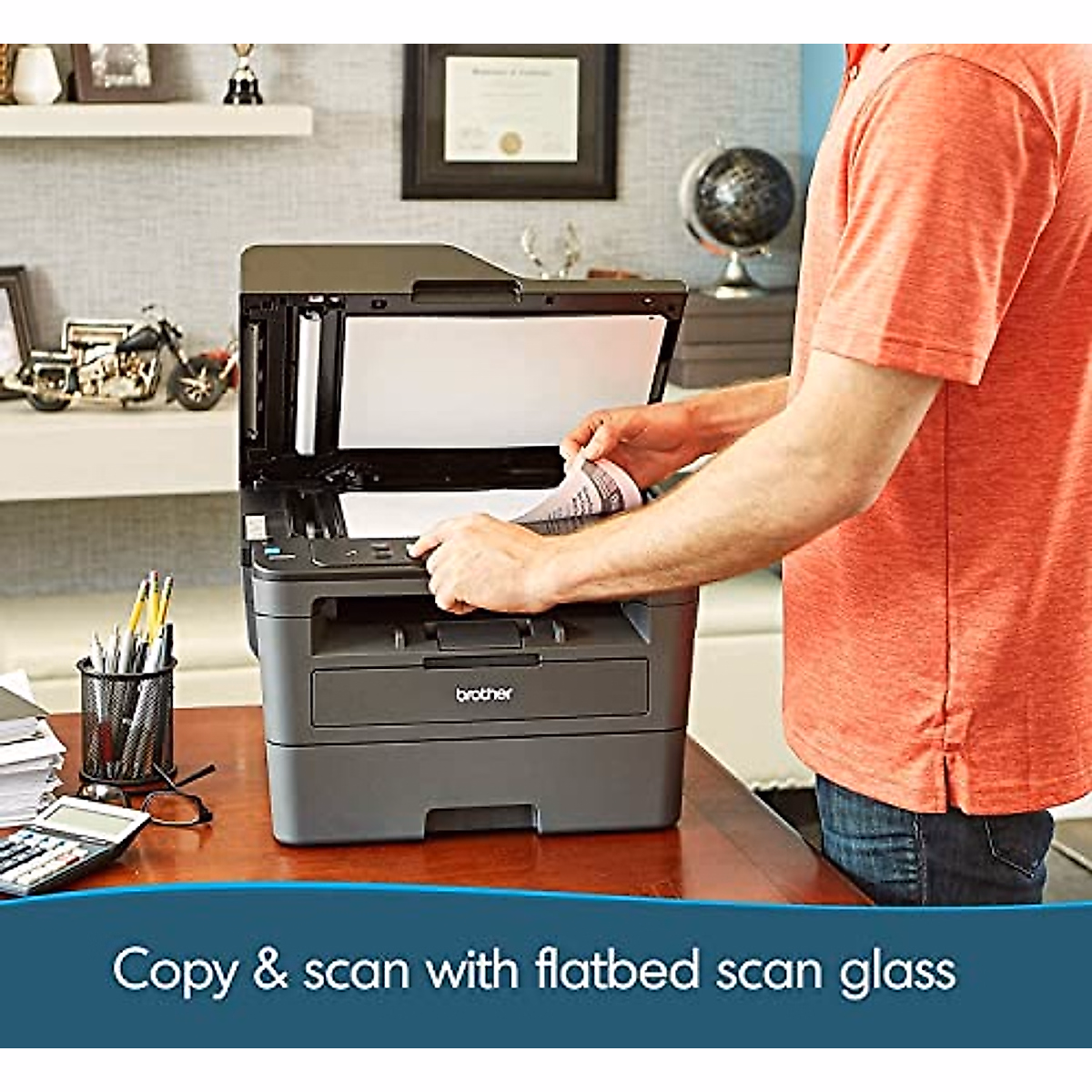 Brother DCP-L2550DW All-in-One Wireless Monochrome Laser Printer - Print Scan Copy - 2400 x 600 dpi, 36 ppm, 128MB Memory, 250-Sheet, 50-Sheet ADF, Auto 2-Sided Printing, Wulic Printer Cable