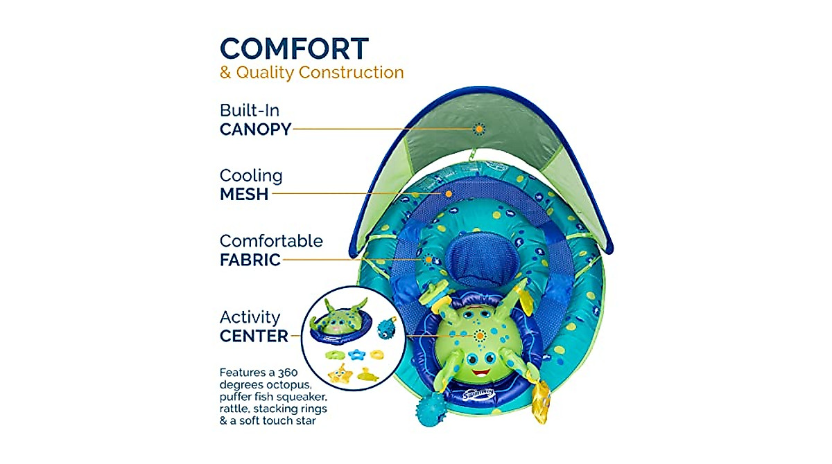 SwimWays Baby Spring Float Activity Center with Adjustable Canopy and ...