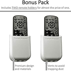 TotalMount Universal Remote Control Holders (Quantity 2 - One Remote per Holder - White)