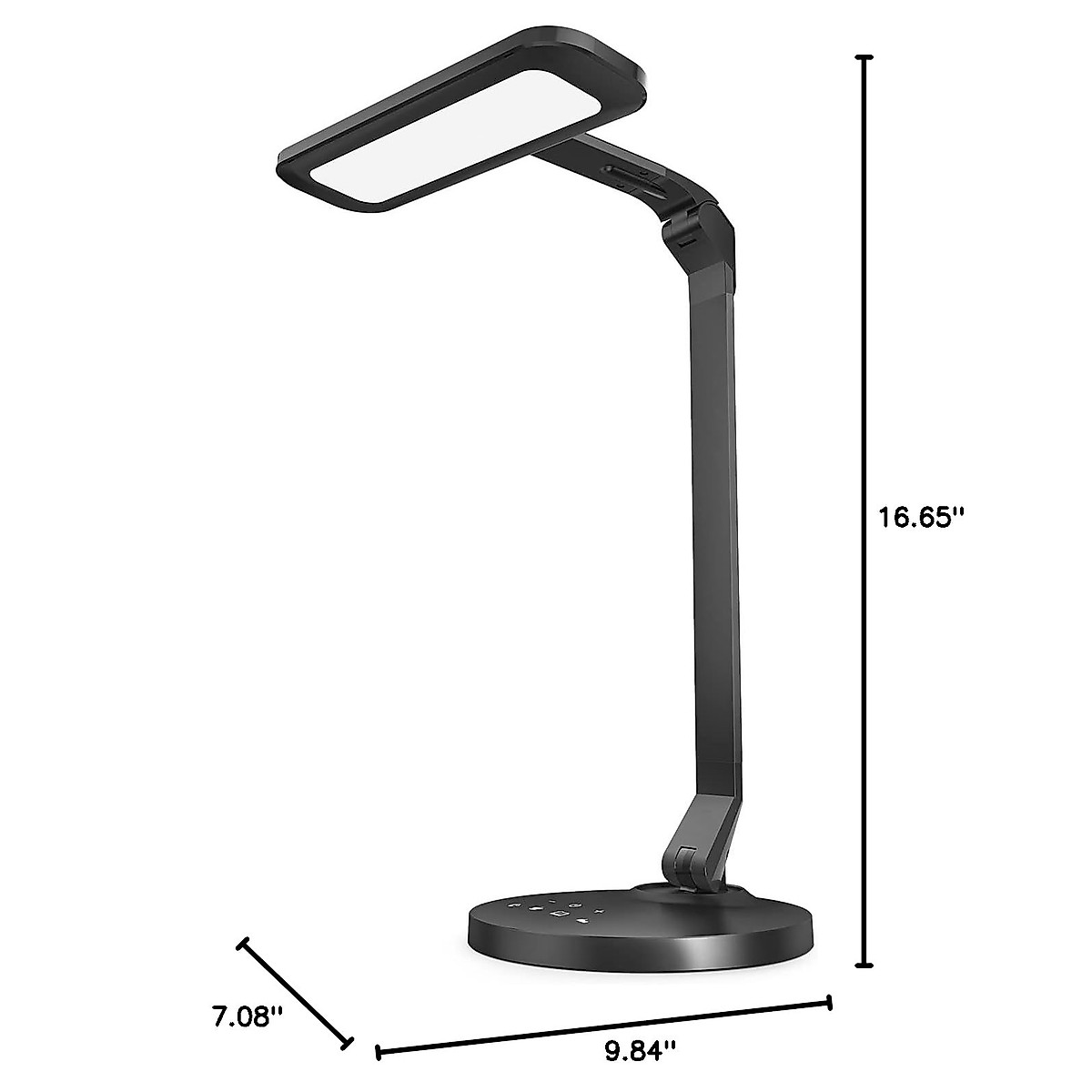 soysout LED Desk Lamp, Dimmable Piano Light, Eye-Caring Table Lamp with USB Charging Port, 4 Color Modes & 4 Brightness Levels,1 Hour Timer for Reading, Study, Working, Black