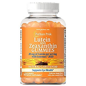 Puritan's Pride Lutein with Zeaxanthin Gummies, Supports Eye Health, 60 Count, White