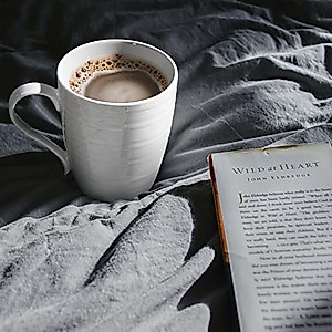 Vidalenta Coffee Mugs Set of 6, 12 oz Ceramic Coffee Cups White Coffee Mugs Latte Mugs, Tea Cups Drinking Cups for Cocoa or Hot Chocolate, Microwave & Dishwasher Safe