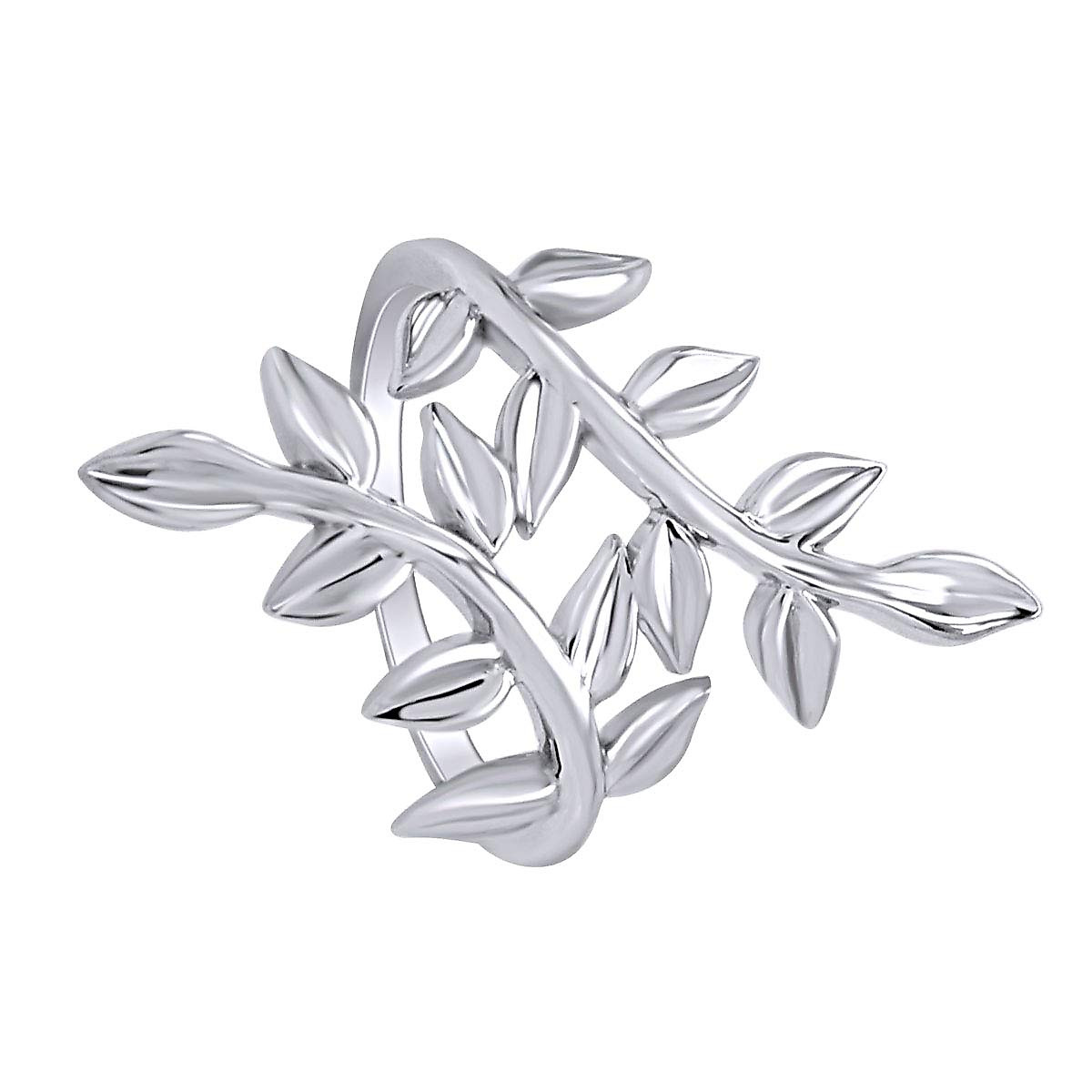 14K White Gold Plated 925 Sterling Silver Oliva Leaf Fashion Ring For Women Ring Size-6
