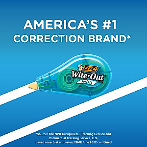 BIC Wite-Out Brand Mini Correction Tape, 16.4 Feet, 12-Count Pack of white Correction Tape, Compact Tape Office or School Supplies