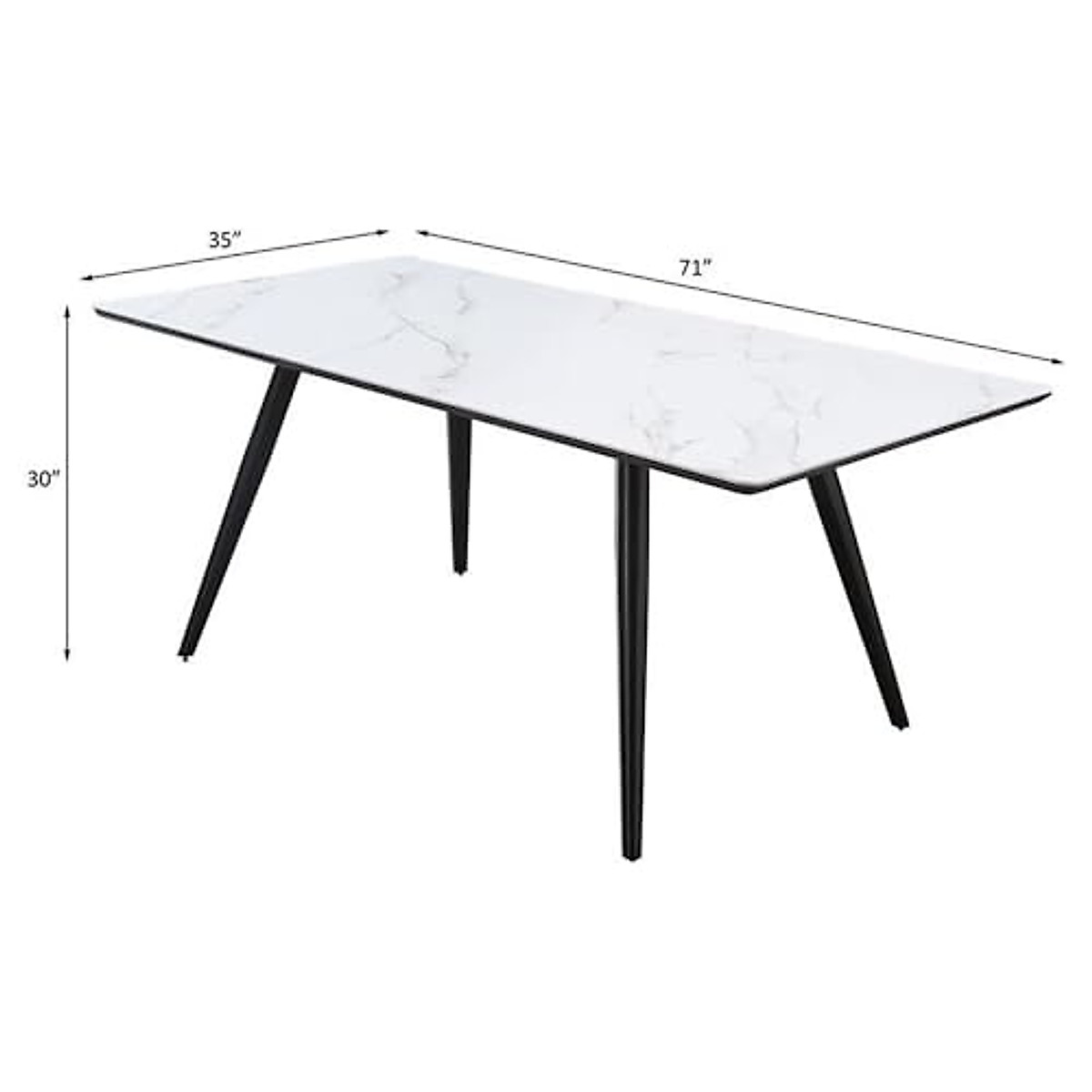 Acme Caspian Faux Marble Dining Table with Metal Base in White and Black