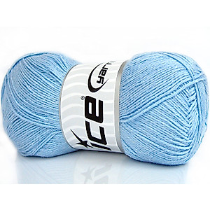 Lot of 4 x 100gr Skeins Ice Yarns COTTONAC FINE (50% Cotton) Yarn Baby Blue