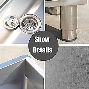 Commercial Stainless Steel Mop Sink Washing Basin, Floor Mount Mop Service Basin Wash Station with Drain Pipe/Strainer, for Restaurant/Business/Garages/Basements,201,450mm