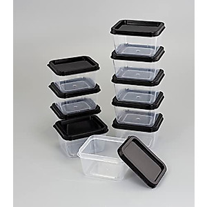 ZENVY 50 Pack Mini Reusable 2oz Containers | Includes 50 Plastic 2oz Food Containers and Lids | For Sauces, Dips, Crafts & More (Black, Rectangle)