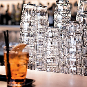 Bormioli Rocco Rock Bar Stackable Double Old Fashioned Glasses, 13 1/4 Ounce, Set of 6