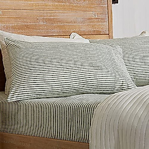 Great Bay Home 4-Piece Stripe Printed Ultra-Soft Microfiber Sheet Set. Wrinkle Free, Comfortable, All-Season Bed Sheets. Evette Collection (Full, Stripe - Sea Foam)