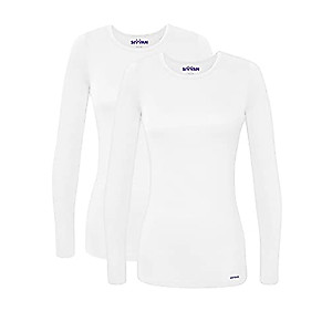 Sivvan Scrubs for Women - Long Sleeve Comfort Underscrub Tee 2-Pack - S85002 - White - M