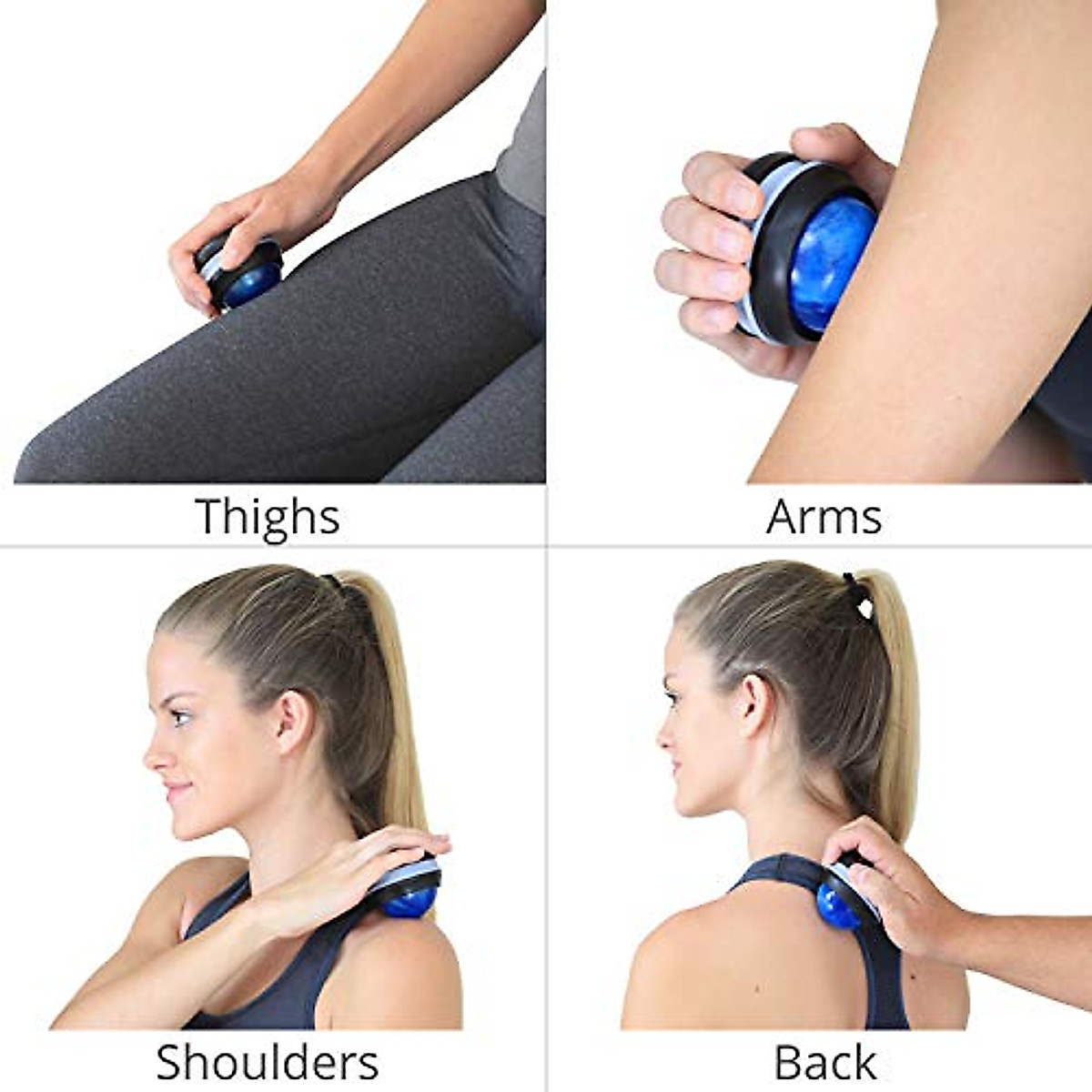 Body Back Manual Massage Roller Ball, Roller Massager, Self Massager, Lacrosse Ball Massager, Back Massage Tool, Self Massage Ball for Sore Muscle & Joint Pain (Blue)