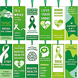 Set of 120 Mental Health Awareness Bookmarks Stop The Stigma Bookmarks Know Science No Stigma Bookmarks for Fundraiser Event Classroom Stationery Handout Supplies, 6 Styles