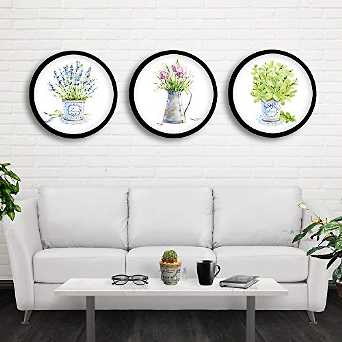 alblinsy Round Photo Frame Wooden Wall Hanging Picture Frames for Home Office Wall Decor (Black, 10 inch)