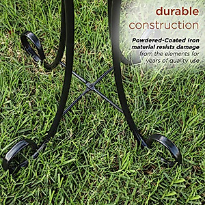 Alpine Corporation KPP160 Birdbath Metal Stand, 25 Inch Tall, 18"L x 18"W x 23"H, Black