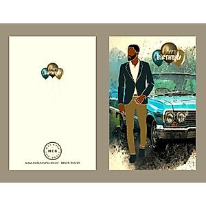 6 Pack African American Birthday Greeting Cards, Masculine Birthday Card, Black Men King Happy Birthday card for Husband