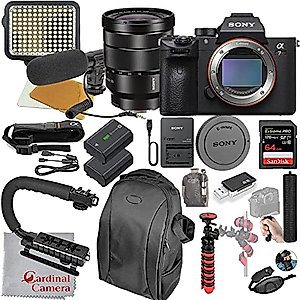 Sony Alpha a7RIVA (New Model) Mirrorless Digital Camera with 16-35mm T* FE 16-35mm f/4 ZA OSS Lens Video Bundle + LED Video Light + Microphone + Extreme Speed 64GB Memory(20pc Bundle)