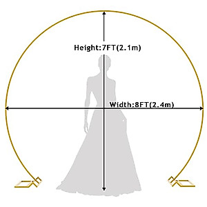 Fomcet 8FT Gold Round Backdrop Stand Circle Balloon Arch Frame Large Metal Wedding Arch for Anniversary Birthday Party Valentine Ceremony Wedding Decorations Thickened Square Tubes