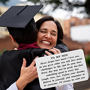 YYQX Son Gifts from Mom To My Son Wallet Card Inspirational Encouragement Graduation Birthday Back To School Gifts for Son Boys Men