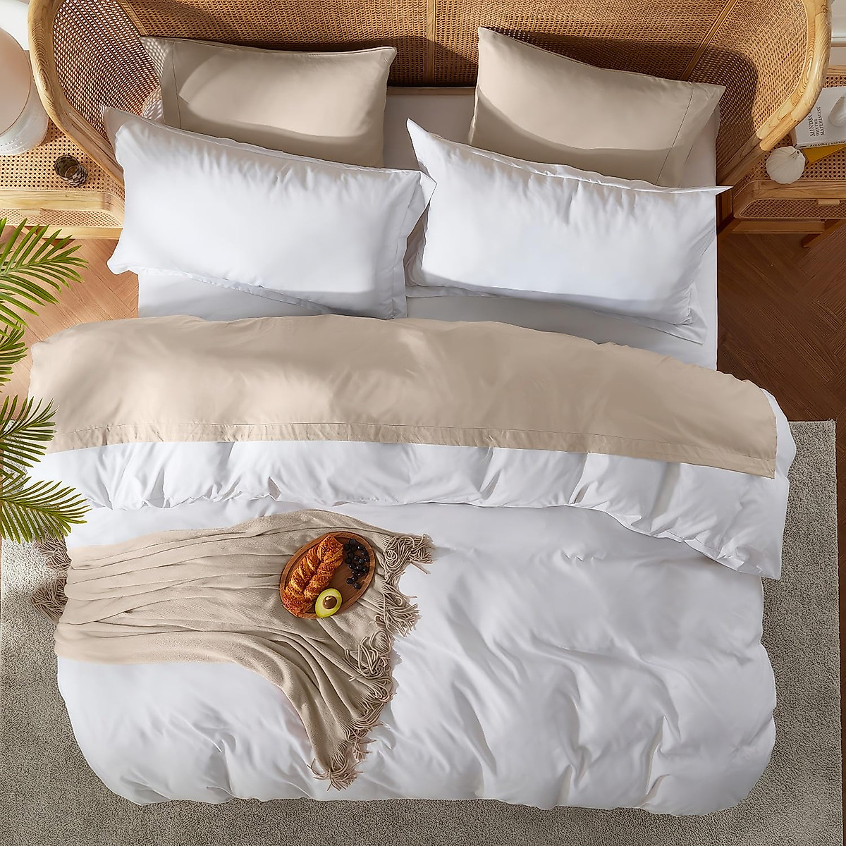 Nestl White Duvet Cover King Size - Soft Double Brushed King Duvet Cover Set, 3 Piece, with Button Closure, 1 Duvet Cover 104x90 inches and 2 Pillow Shams