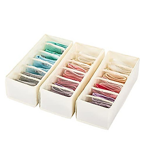 TECHMILLY Closet Underwear Storage Organizer, 3 Set Dresser Drawer Divider and Foldable Storage Boxes for Socks, Blets, Ties and Panties