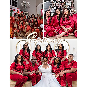 SWOMOG Women’s Pajama Long Sleeve Sleepwear Two Piece Pajamas Set Soft Pj Lounge Sets Red