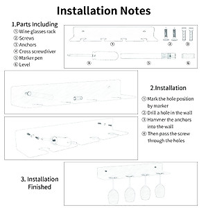 Hexsonhoma Clear Acrylic Wine Glass Holder Wall Mounted, Under Cabinet Hanging Wine Glass Rack, Champagne Wall Holer for Party 50 for 4 Glasses (4 Glasses 1 Pack)