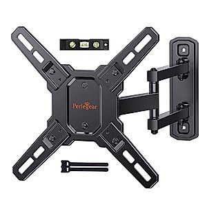 Perlegear TV Wall Mount for 13-42 inch Flat or Curved TVs & Monitors up to 55 lbs, Full Motion TV Wall Mount with Articulating Arm, Swivel Corner TV Wall Mount, Max VESA 200x200mm, PGSF6