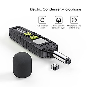 Decibel Meter, Tadeto Digital Sound Level Meter Portable SPL Meter 30dB to 130dB MAX Data Hold with LCD Display Backlight A/C Weighted for Home Factories
