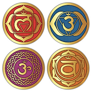 Seven Chakra Wall Stickers - (Set of 7) 6" Large Round Vinyl Decals for Yoga Meditation Room Art Decor