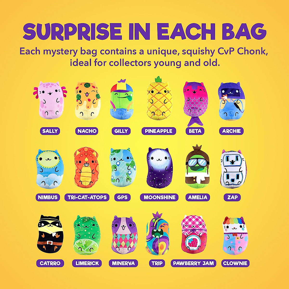 Cats vs Pickles 1pc Mystery Bags Wave 6 inch CvP Chonk Bean Filled Plushies