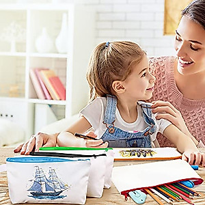 30 Pieces Makeup Bags in Bulk Canvas Pencil Bag Travel Cosmetic Bags Blank DIY Craft Bag Canvas Pen Case Pencil Pouch Makeup Pouch Canvas Zipper Pouch Bags for Girls Teens (9.84 x 5.11 x 1.96 Inches)