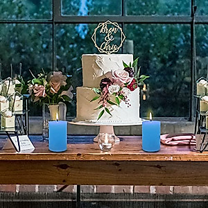 MISSYO 12 Pack 2x3 Inch Light-Blue Pillar Candles, 24 Hours Dripless Smokeless Unscented Candles for Home Weddings Restaurant Spa Church