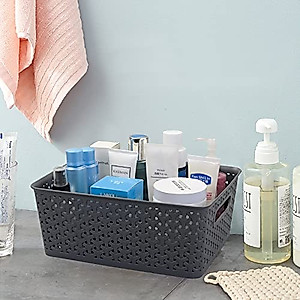 Neadas Plastic Woven Storage Basket, Plastic Weave Storage Bin, 4 Packs